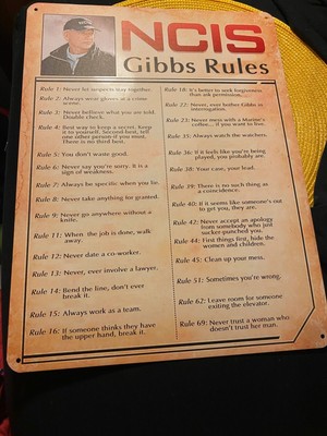 NCIS Gibbs Rules Tin Sign 12"x15.5" | eBay