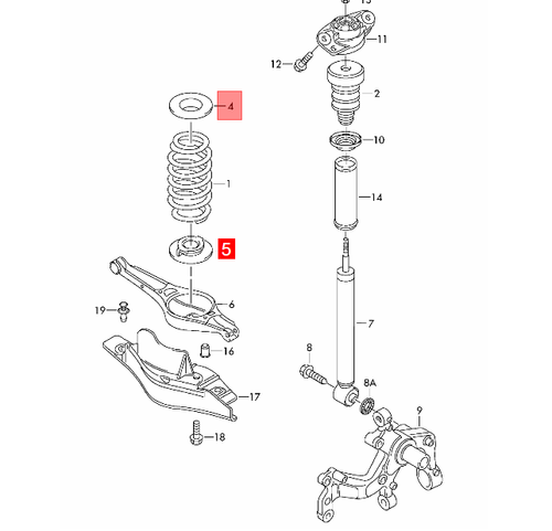For VW Lower Suspension Coil Springs Seat+Rear Upper Spring Mount ...