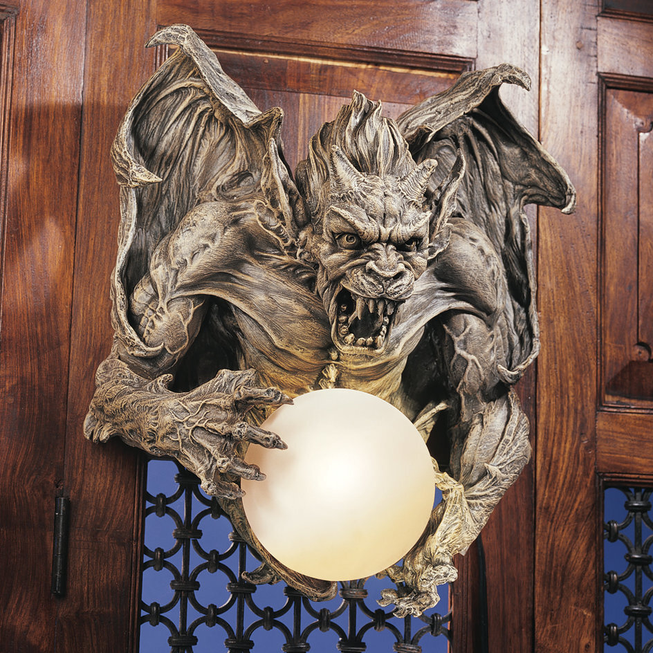 Victorian Gargoyle Outdoor Wall Light Recycled Cast Aluminium Bronze