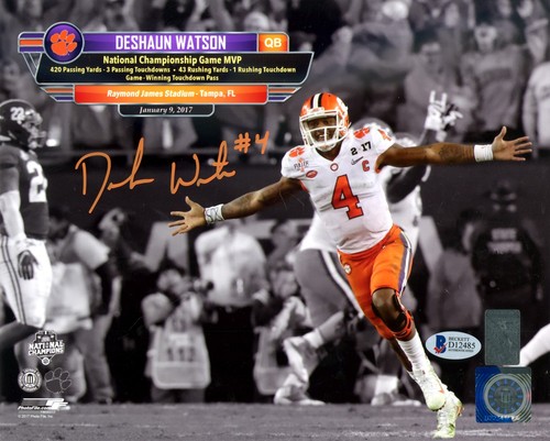 Deshaun Watson Autographed Signed 8x10 Photo Clemson Tigers Beckett BAS ...