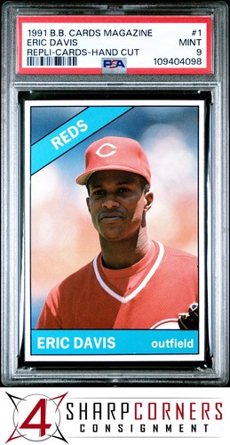 1991 BASEBALL CARDS MAGAZINE REPLI-CARDS HAND CUT #1 ERIC DAVIS POP 4 ...