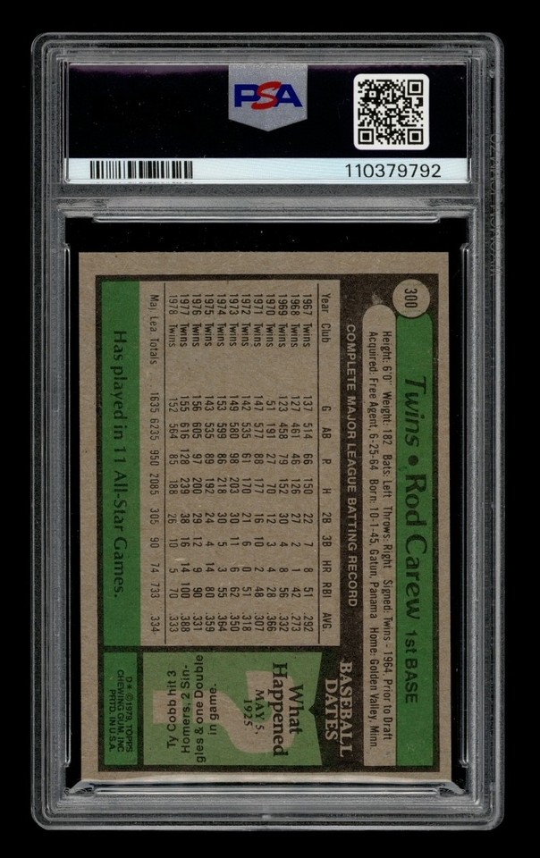 1979 Topps Set-Break #300 Rod Carew PSA 9 MINT | eBay