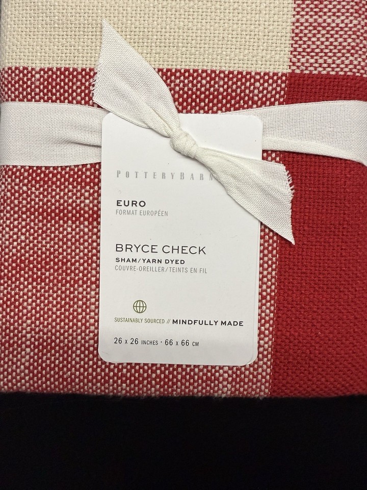 POTTERY BARN BRYCE CHECK SET OF 2 EURO SHAMS BRAND NEW R/W | eBay