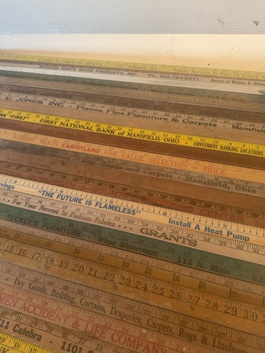 No 1 Lot of 25 Vintage Advertising Wood Yardsticks Sticks Variety ...