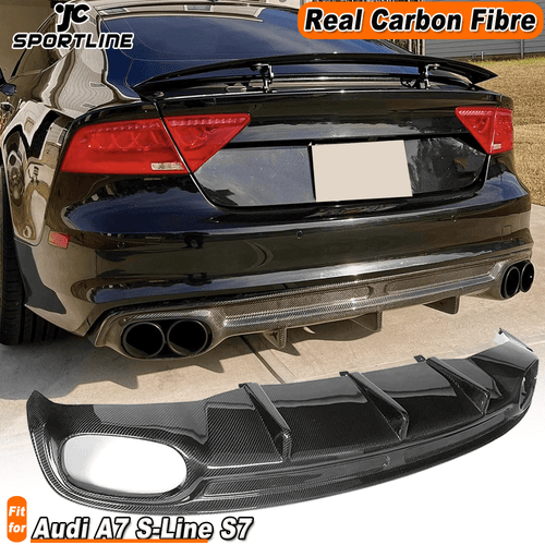 Carbon Fiber Rear Bumper Diffuser Lip Fit for Audi A7 Sline S-Line S7 ...