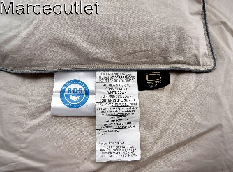 Nikki Chu 250 TC 100% Cotton White Duck Down Comforter TWIN Soft Clay ...