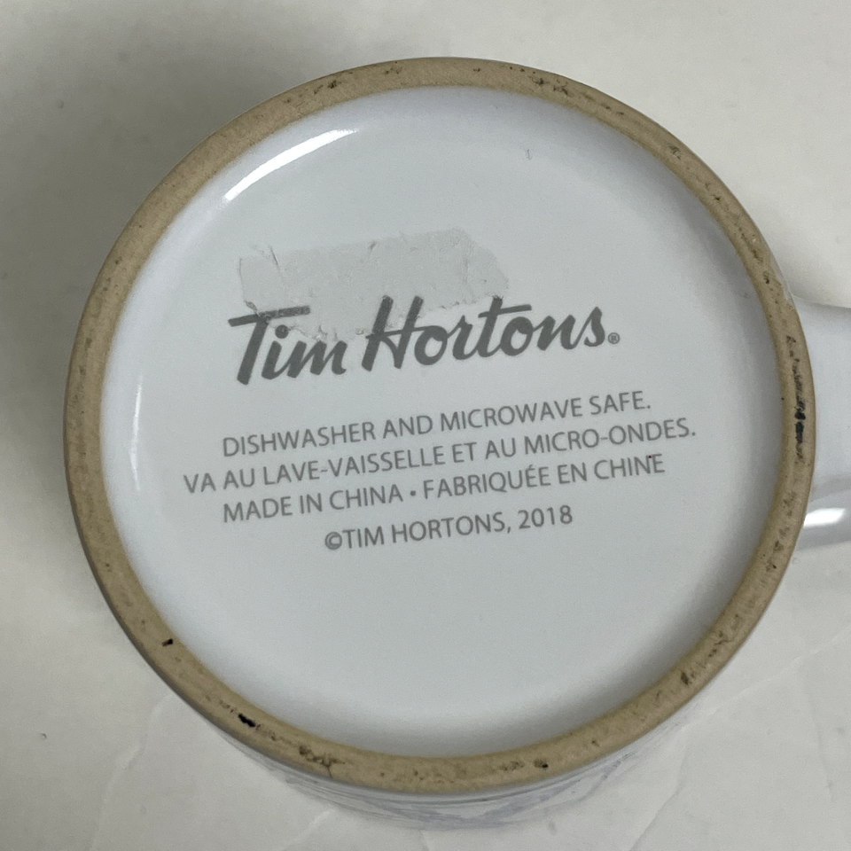 Tim Hortons 2018 Limited Edition Coffee Mug Cup White w Blue Skis and ...