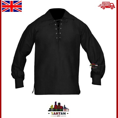Traditional Highland Men Ghillie Shirt Scottish Jacobite Kilt Shirts ...