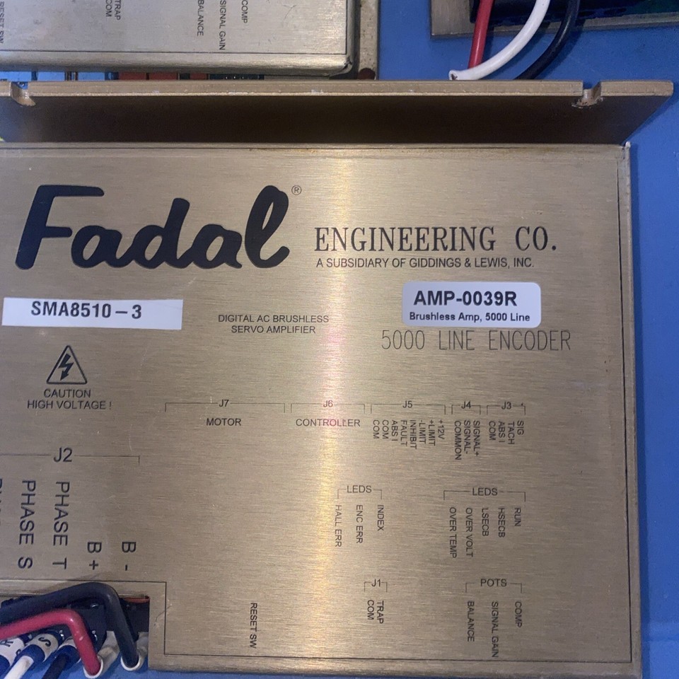 FADAL GLENTEK SMA8510-3 And SMA 8510-2.5 SERVO AMPLIFIER AMP-0039 Used ...