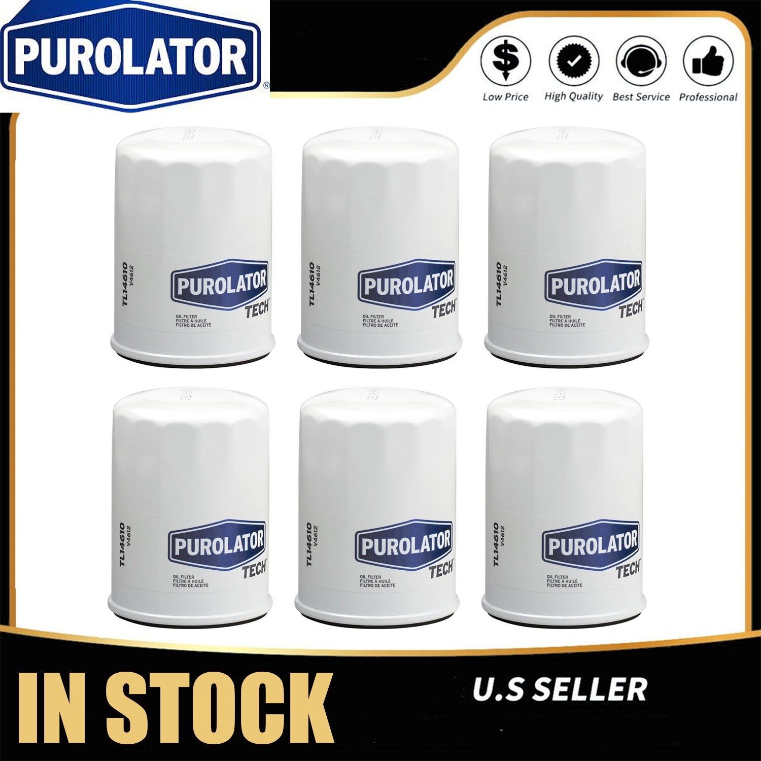 For Acura ILX MDX Honda Civic CR-V Accord Set of 6 Oil Filter Purolator ...