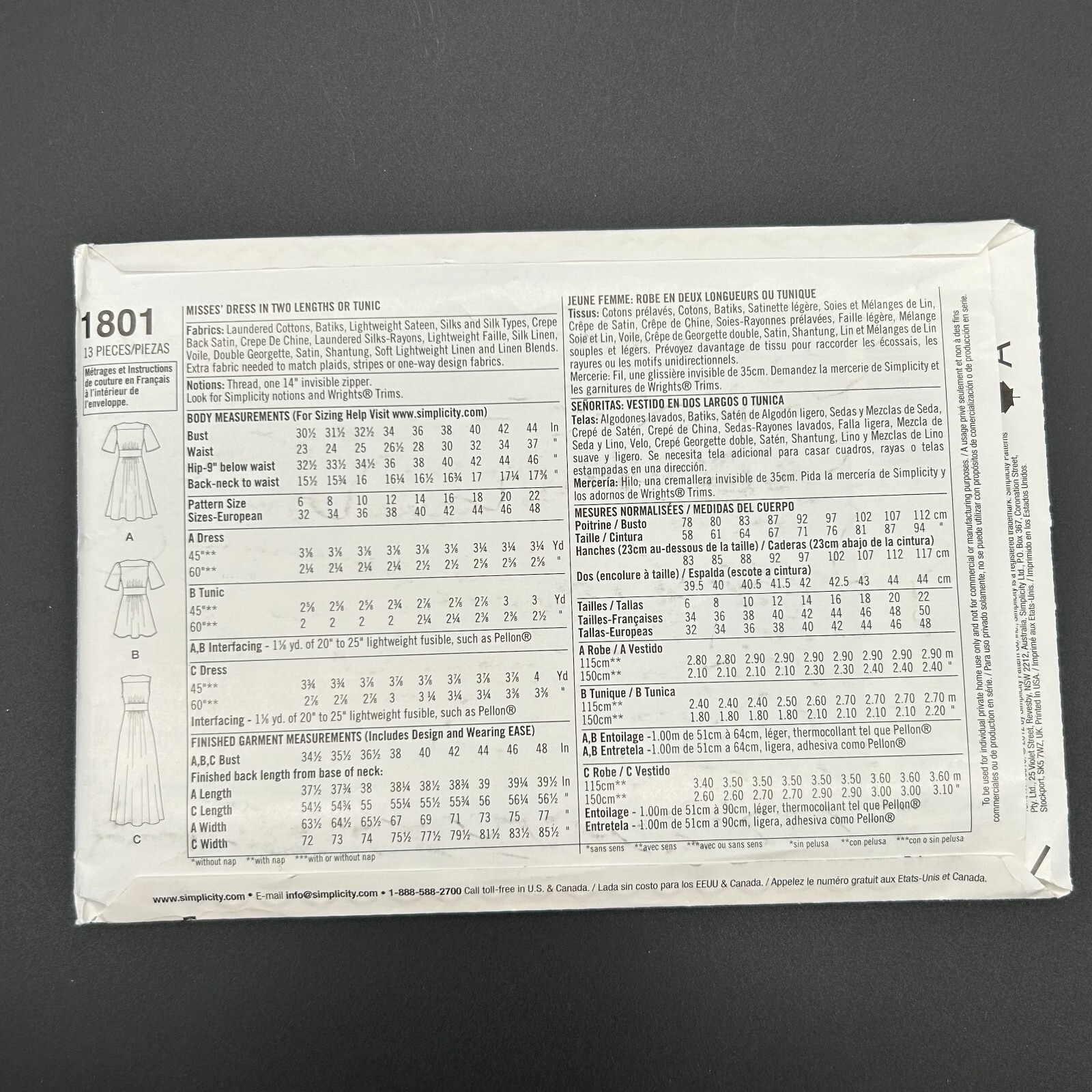 Simplicity 1801 Cynthia Rowley Designer Dress & Shirt Uncut Sz 14-22 | eBay