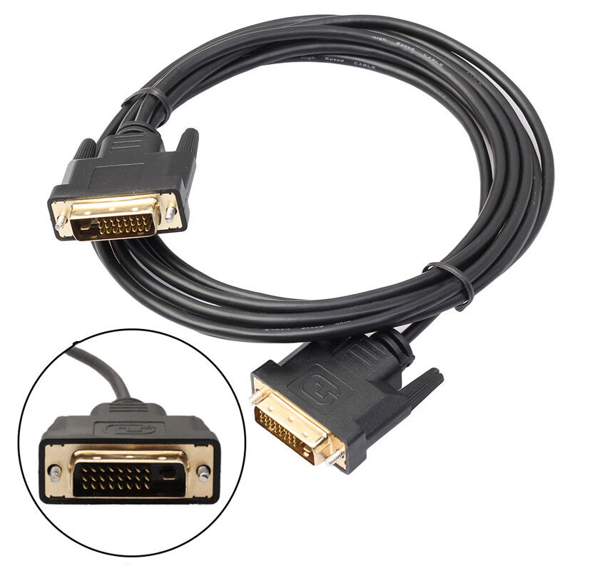 24+1 Cable Gold Plated Dual Link DVI D to DVI-D Male Cable Lead Adapter ...