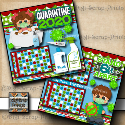 QUARANTINE 2020 ~ corona ~ 2 premade scrapbook pages digi scrap prints ...