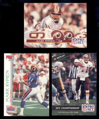 1992 Pro Set MARK RYPIEN Washington Redskin 3-Card Lot Pro Bowl NFC ...