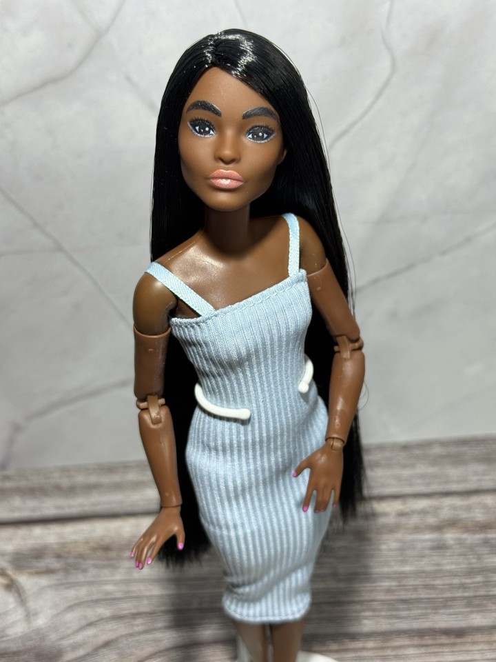 OOAK Custom BMR1959 Reroot Barbie doll, Black Hair, Petite Made to Move ...