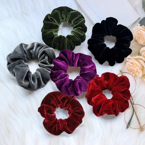 Big Hair Scrunchies Velvet 1 Count (Pack of 4) 06 red/ purple/ wine red ...
