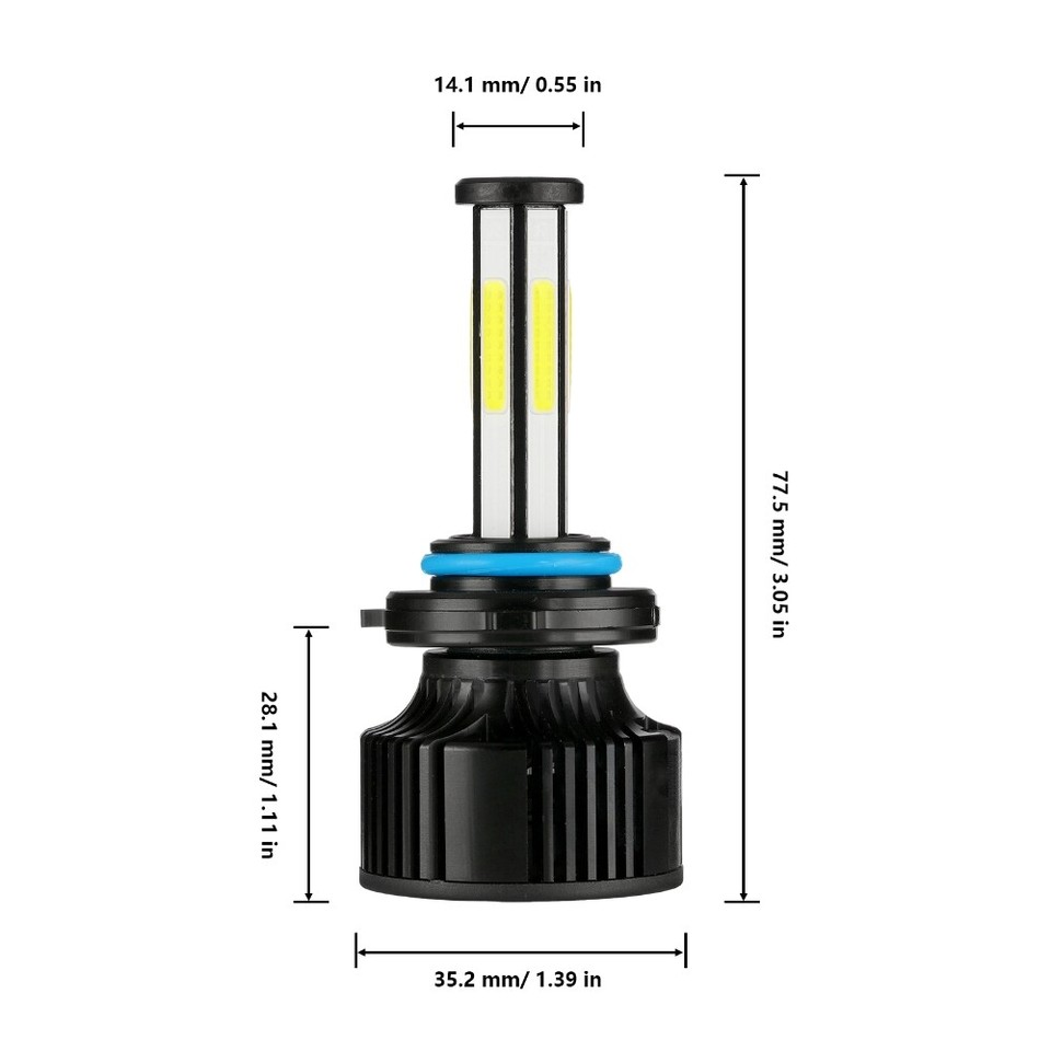 6-Sides LED Headlight Bulbs 360000LM Kit 9005 HB3 High Beam Super ...