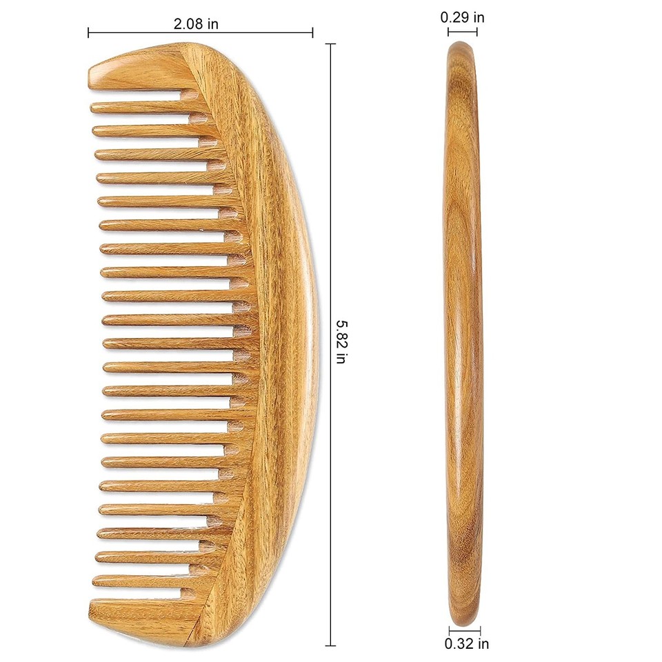 Onedor Handmade 100% Natural Green Sandalwood Wooden Oval Comb (Fine ...