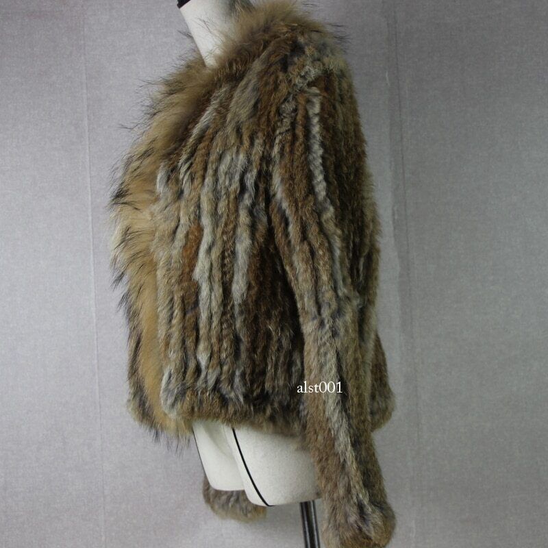 Fashion Women Knitted Real Fur Coat Warm Jacket Casual Outwear ...