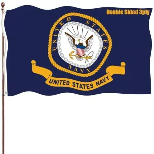 US Navy Emblem Flag 3X5 Outdoor Double Sided 3ply- Heavy Duty Polyester ...