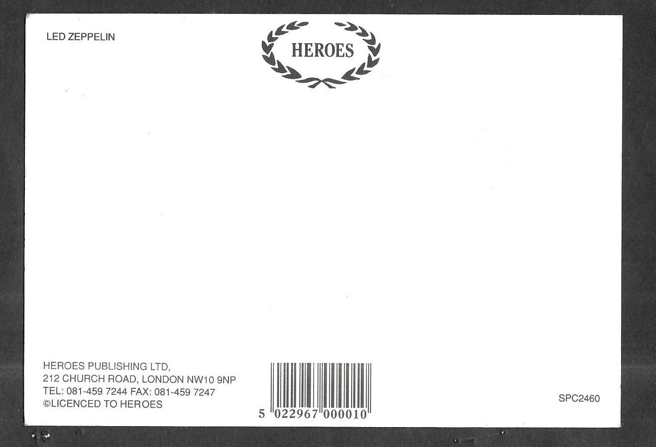 RARE / CARTE POSTALE - LED ZEPPELIN / POSTCARD JIMMY PAGE & ROBERT ...