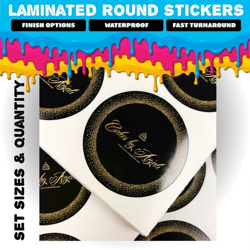 LAMINATED - Printed Round Stickers - Custom Logo labels - Personalised ...