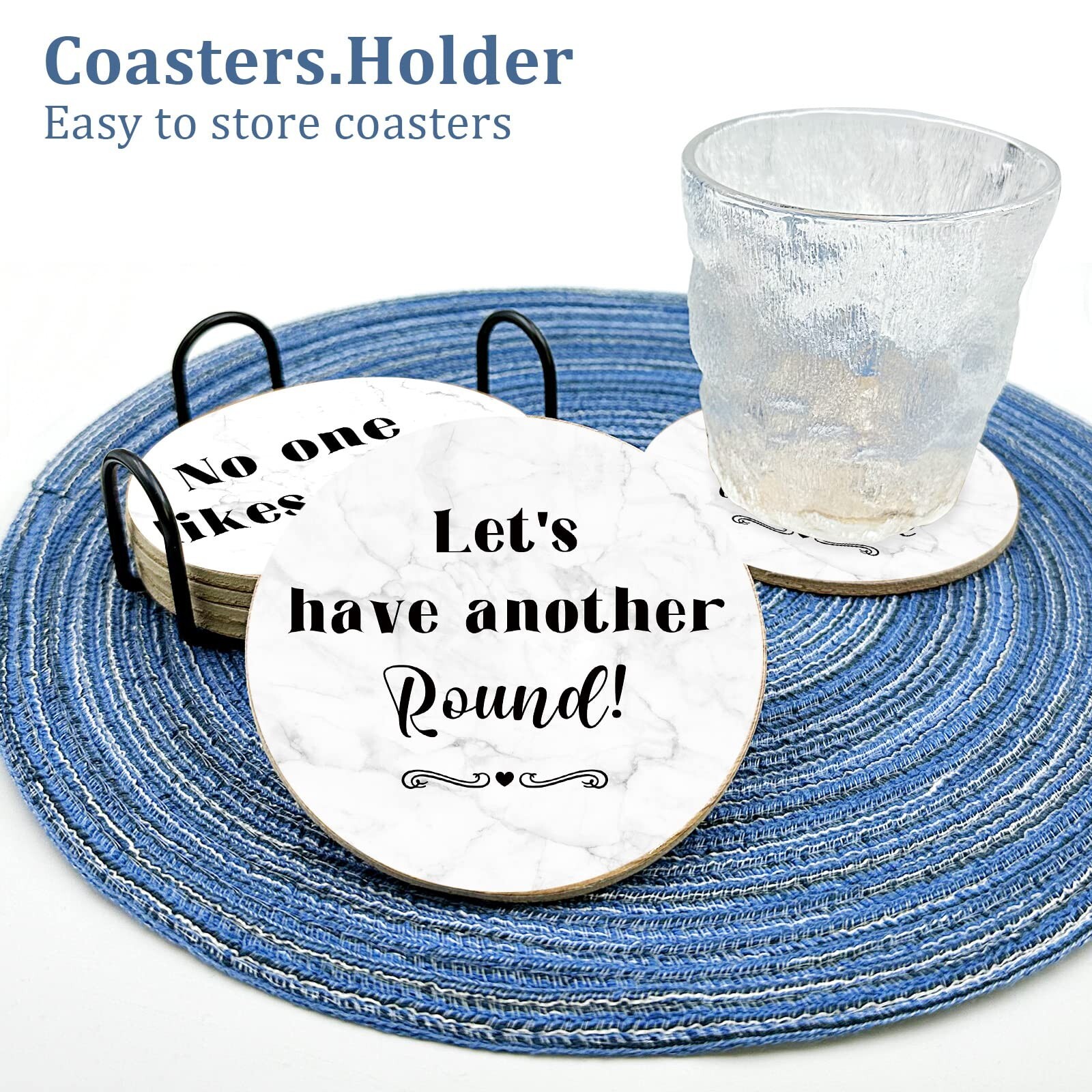 Funny Cork Drink Coasters Absorbent with Holder 6 Pcs Absorbing Stone ...