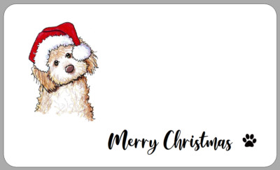 Christmas Dog Stickers Labradoodle in Santa Hat Pet Gift Sticky Labels ...