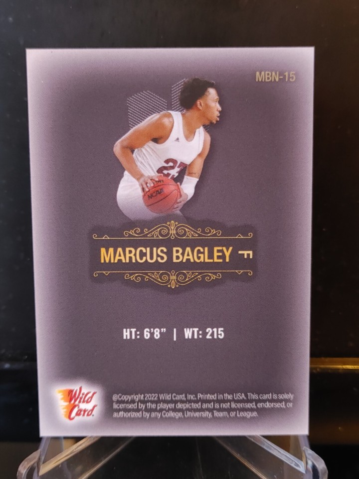 Marcus Bagley RC 2022 Wild Card Black Matte NSCC Exclusive #MBN-15 | eBay
