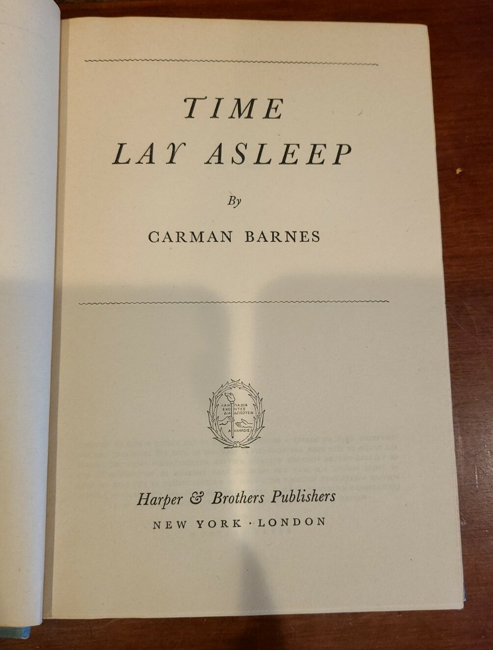 Time Lay Asleep- Carman Barnes, 1946 First Edition Hardback Rare Hard ...
