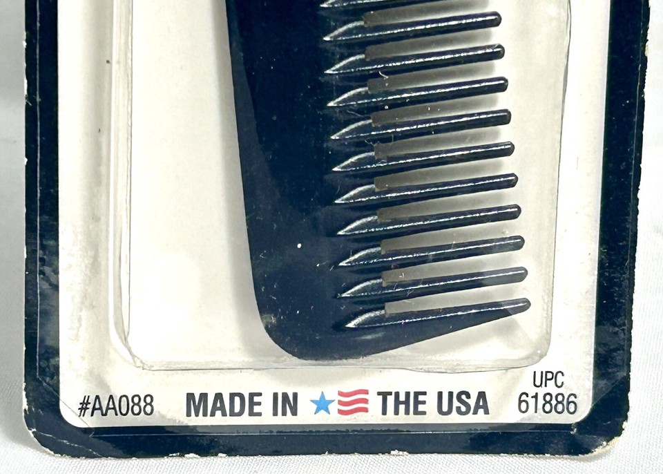 NOS VTG Genuine Ace Hard Rubber Comb 7" Black AA088 Made USA Sealed ...