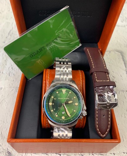 Grant Brown Challenger 9424C Swiss Movement Date 45mm Watch Stainless ...