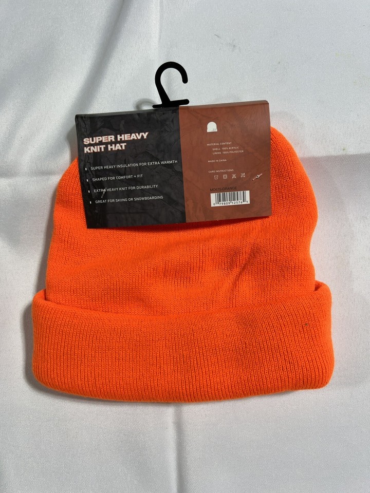 Mossy Oak Super Heavy Knit Hat Insulated Thick & Warm HUNTING ORANGE ...
