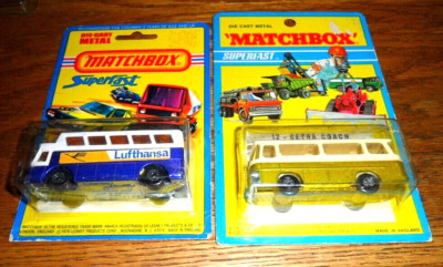 2 LOT 1976 Matchbox Superfast #65 Airport Bus LUFTHANSA & #12 GOLD ...