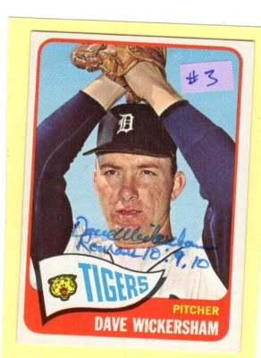 Autographed 1965 TOPPS DAVE WICKERSHAM # 375 Detroit TIGERS #3 Free ...