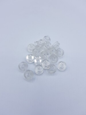 LEGO LOT 20 X PLATE 1X1 W 3.2 SHAFT AND 1.5 HOLE TRANSPARENT REF 31570 ...