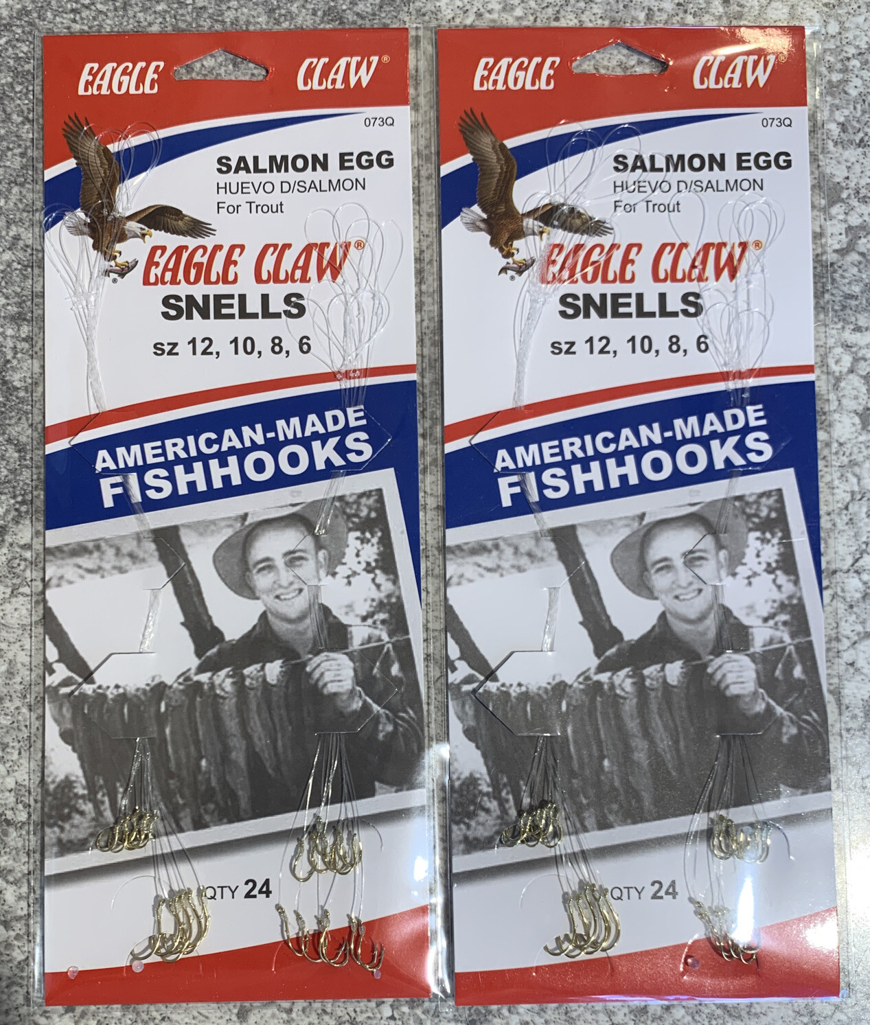 2 Packs Eagle Claw Snell Gold Salmon Egg Hooks Multiple Sizes 48 Total ...