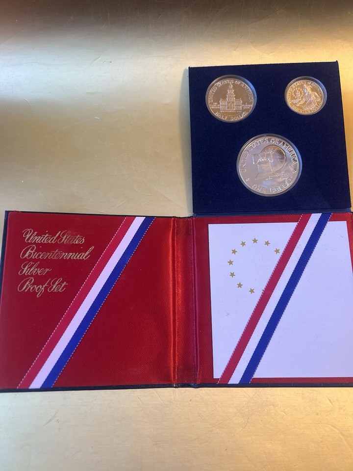 U.S. BICENTENNIAL SILVER PROOF SET 1776-1976 - 3 Coins 40% Silver | eBay