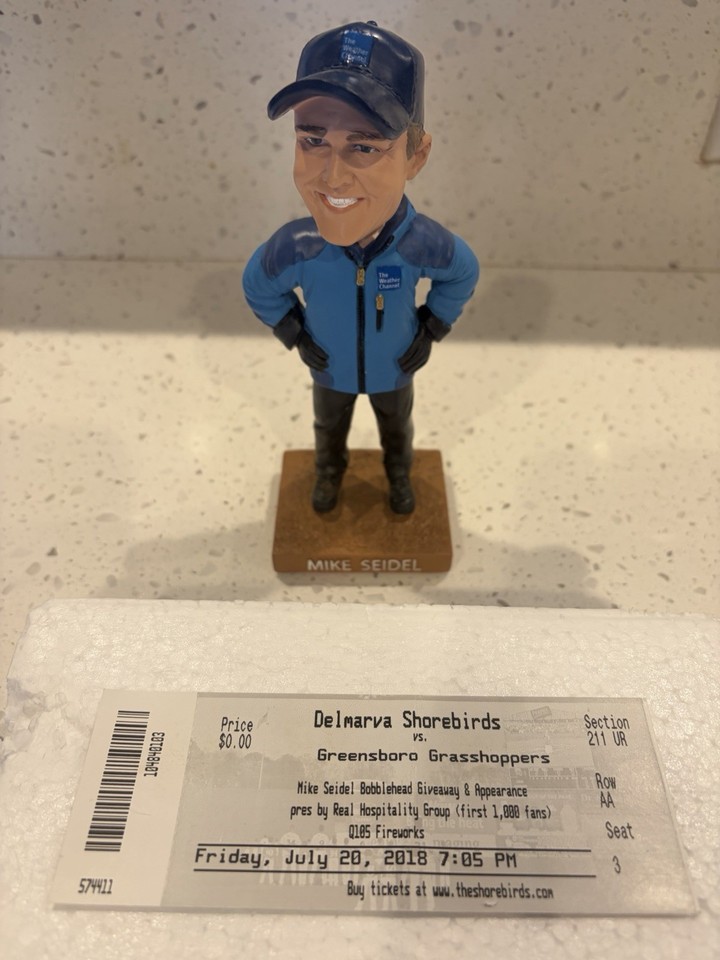 Mike Seidel Weather Channel Bobblehead NEW IN BOX Delmarva Shorebirds 7 ...