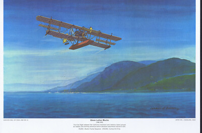 1912 1st Flight California to Catalina Island Martin Pusher Seaplane ...
