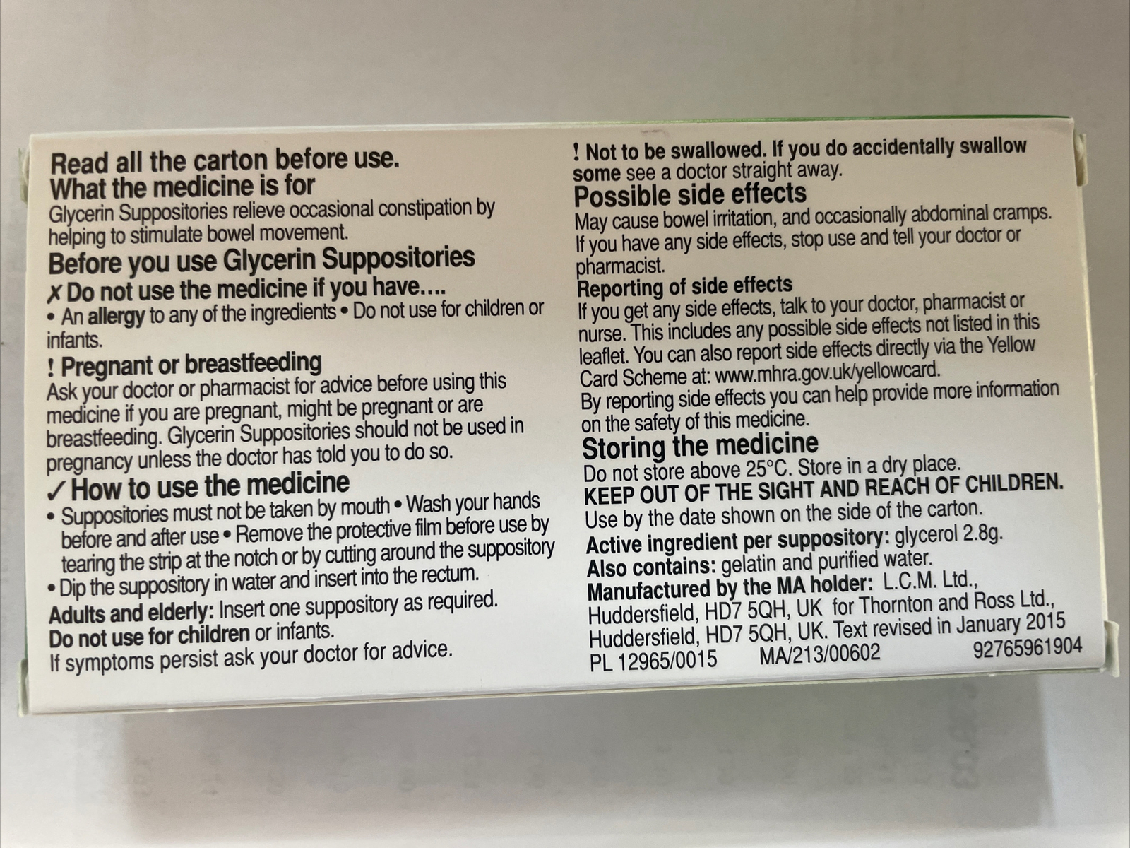 Glycerin/Glycerol Suppositories 4g Adult 1 x 12 | UK PHARMA STOCK Max 2 ...