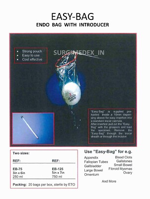 10mm Sterile Disposable Laparoscopic foreign body endo pouch Bag with ...