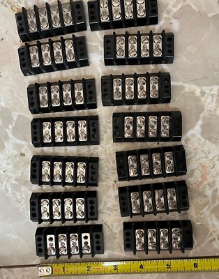 Dual Row Screw Terminal Electric Strip Block 600V 15A 4 Pins (14 each ...