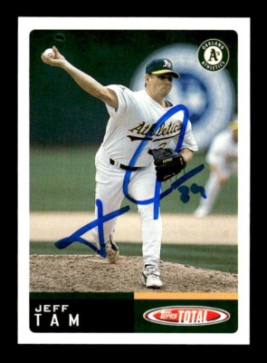JEFF TAM SIGNED 2002 TOPPS TOTAL #83 OAKLAND ATHLETICS ON-CARD AUTO | eBay