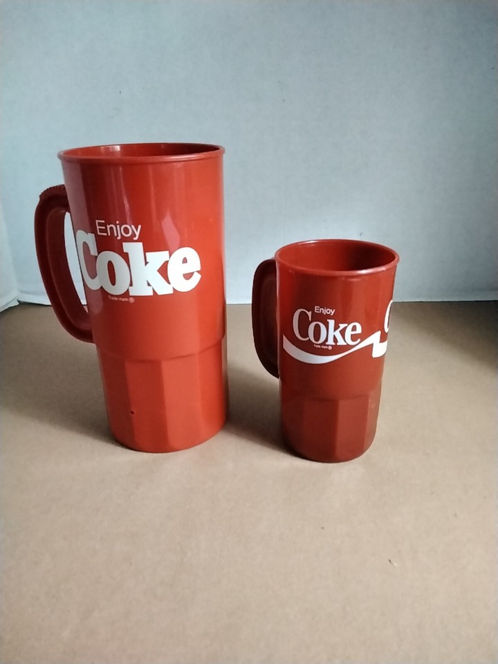 Enjoy Coke Coca Cola Giant Super Gulp 1 Liter Mug + Extra Red Plastic ...