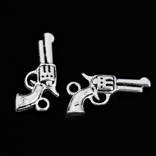 50Pcs Tibetan Antique Silver Gun Pistol Charm Pendant For Necklace ...