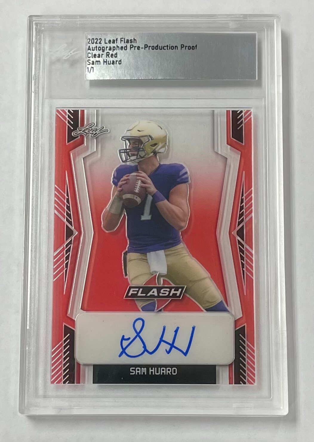 Sam Huard 2022 Leaf Flash Pre-Production 1/1 Clear Red Autograph Rookie ...