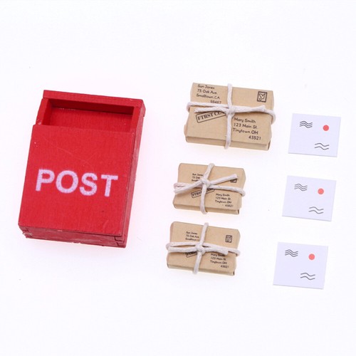 Dollhouse Miniature Post Box Letter Envelopes Package Model Scene ...
