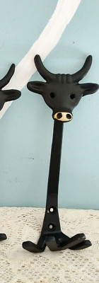 MCM Modern Brass wall HOOK COW BULL buffalo, Farmhouse rack hanger ...