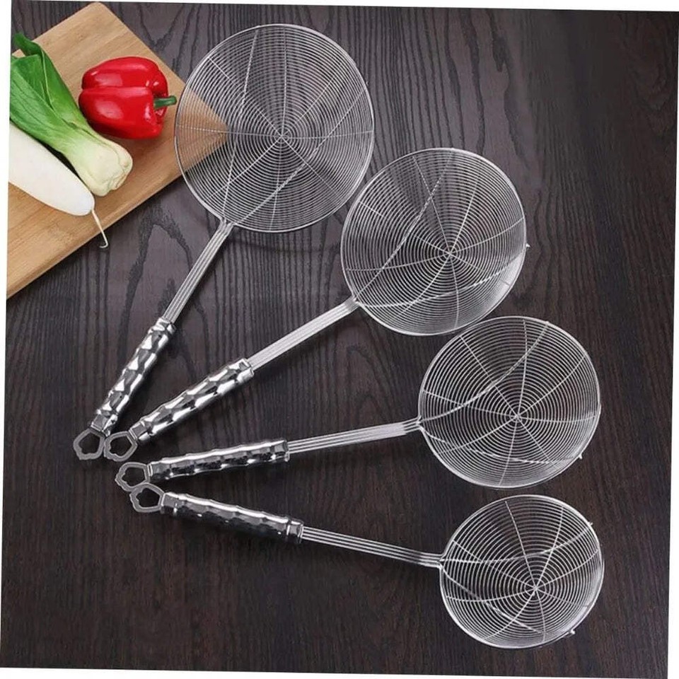 Stainless Steel Wire Mesh Colander Long Handle Kitchen Food Strainer ...